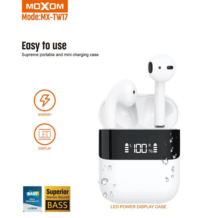 MOXOM MX-TW17 IPX4 LED POWER DISPLAY CASE Alien PowerMan Wireless ...