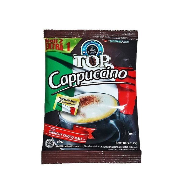 Top Cappuccino 3in1 instant coffee powder with Crunchy Choco Malt 25g ...
