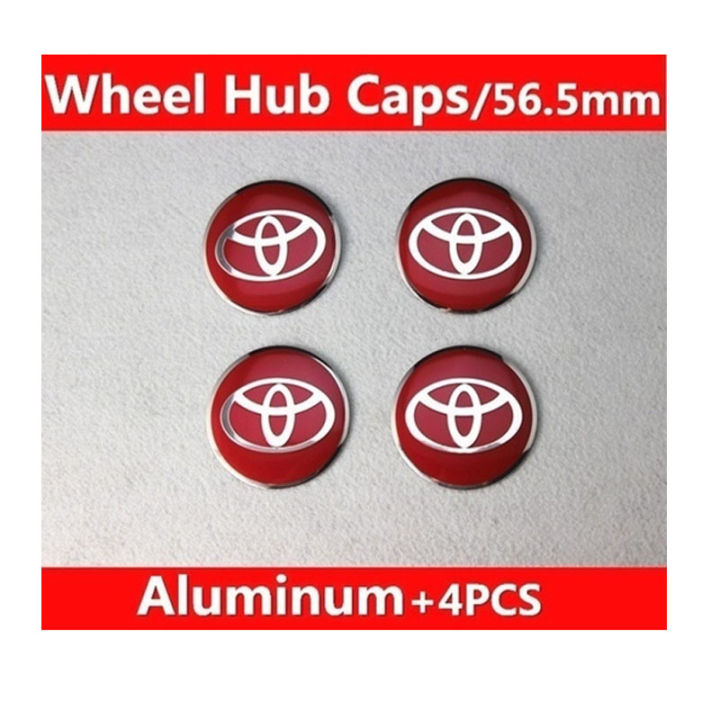 4pcs/lot 56.5mm Red Toyota Logo with Chrome Edge Car Emblem Wheel ...