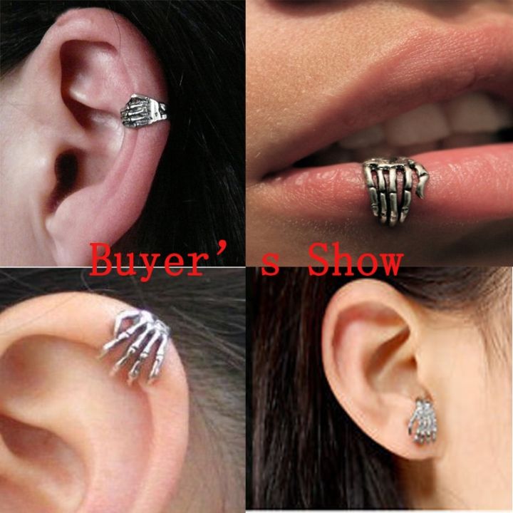 New 1Pc 16G Punk kull hape Devil Hand Kylie Lip Ring Ear Piercing tud ...
