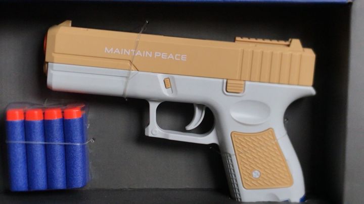 Glock soft bullet gun toy 2698 |Platic Serial Shell Throwing Metal Soft ...