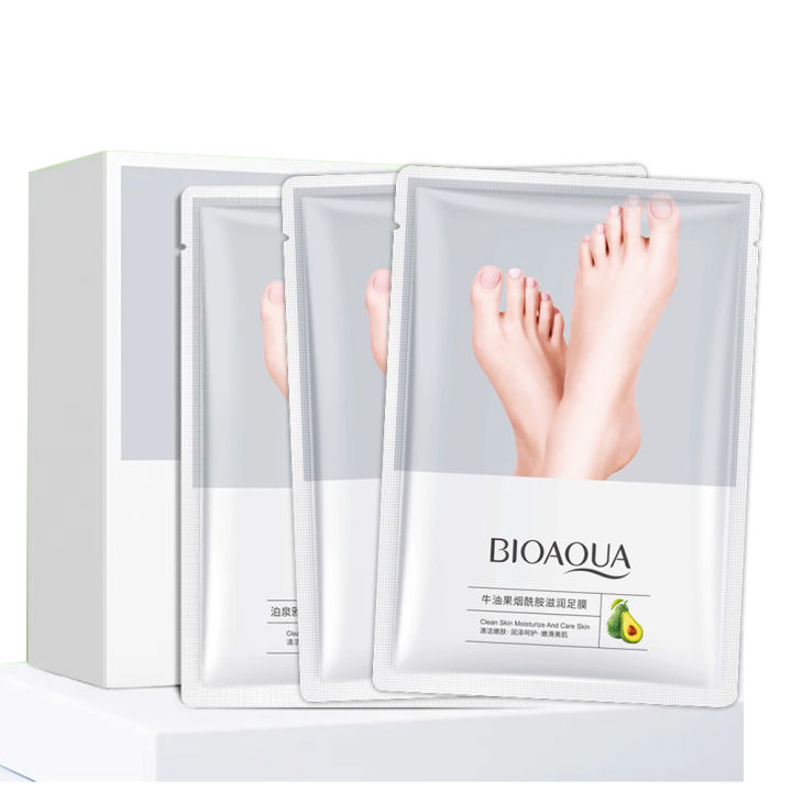 BIOAQUA Foot Mask Sheet 3 Pair Set (Avocado Niacinamide Moisturizing ...