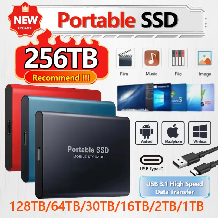 New style 4TB Portable SSD 1TB High-speed Hard Disk External hard drive ...