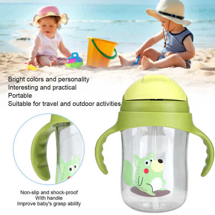 SF350ml Portable Cute Cartoon Baby Cup Double Handle Kid Children Learn ...