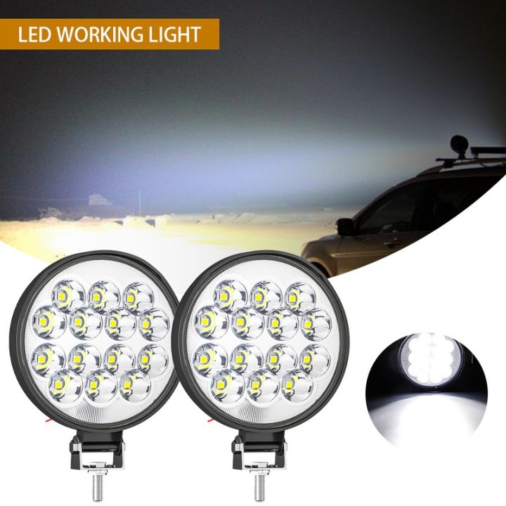 1 Pc Work Light 14 LED Lights/ 42W Offroad Round Spotlight 24V for Jeep ...