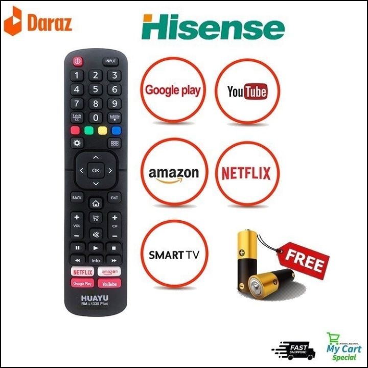 Hisense LED Smart TV Remote Controller L1335 & Free Batteries | Daraz.lk
