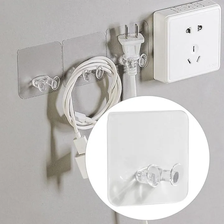Strong Adhesive Hook Power Plug Socket Hanger Holder Wall Self Sticky ...