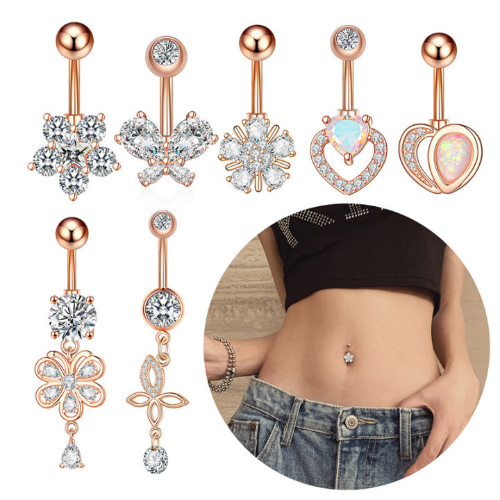 1Pc Navel Piercing Stud Gem Dangling Belly Button Rings Piercings Jewelry | Daraz.lk