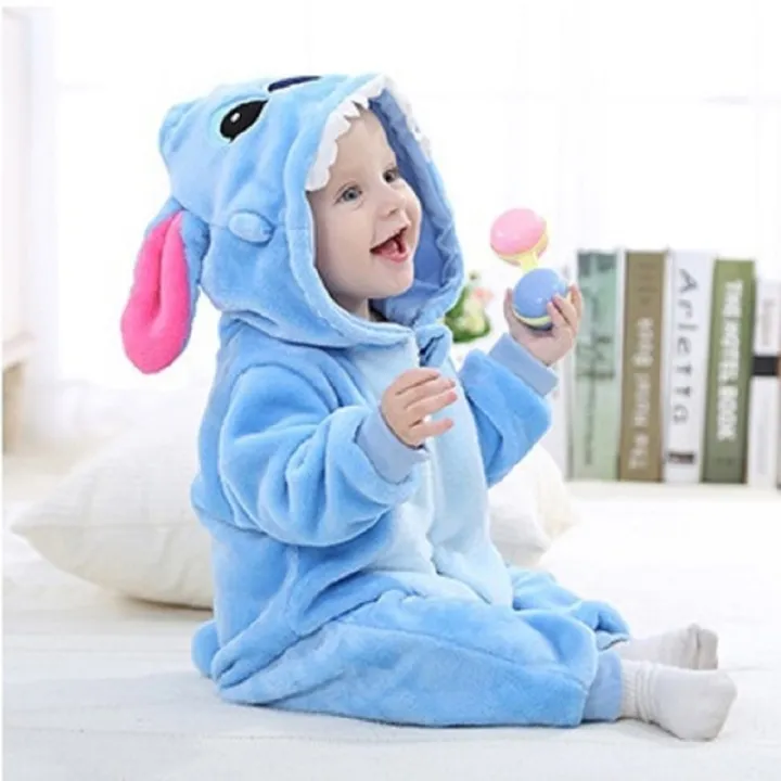 Baby Rompers Winter Costume Flannel Hooded Jumpsuits Baby Clothes 70 ...