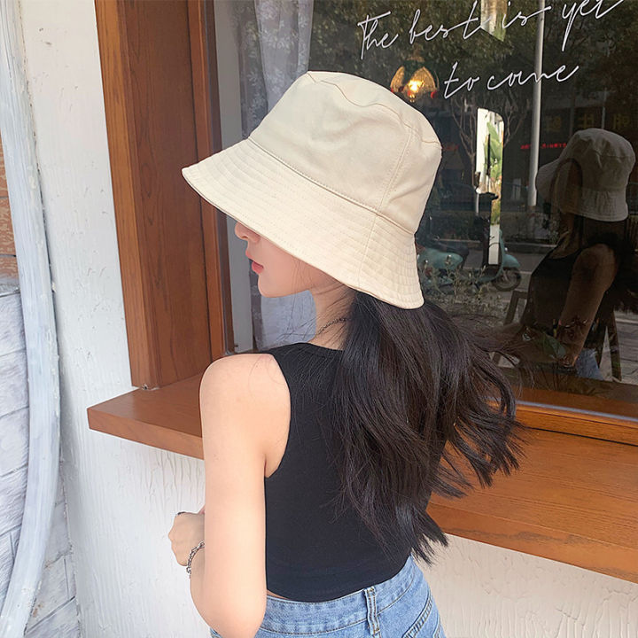 Summer Autumn Foldable Bucket Hat for Women Outdoor Sunscreen Cotton ...