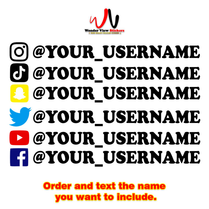 PERSONALIZE SOCIAL MEDIA NAME TAG LUMINOUS VINYL DECAL STICKER ...