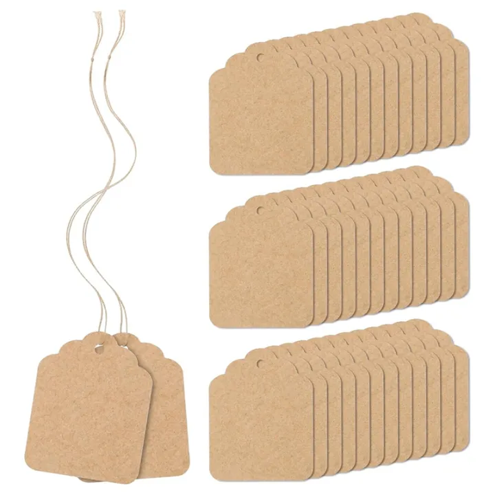 500Pcs Price Tags with String Attached Brown Kraft Paper Gift Bags Tags ...