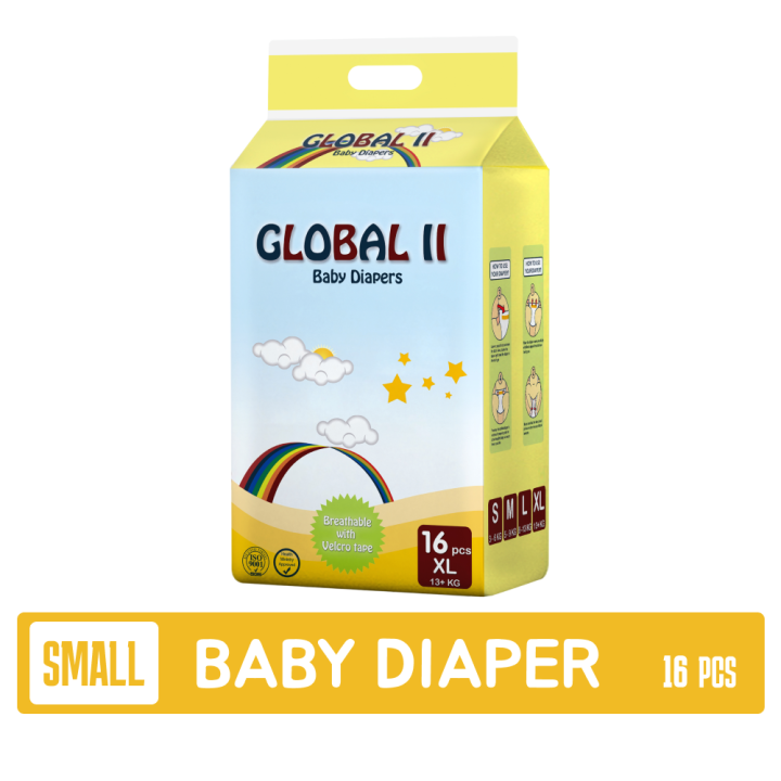 Global II Baby Diapers 16pcs XL (13kg+) | Daraz.lk