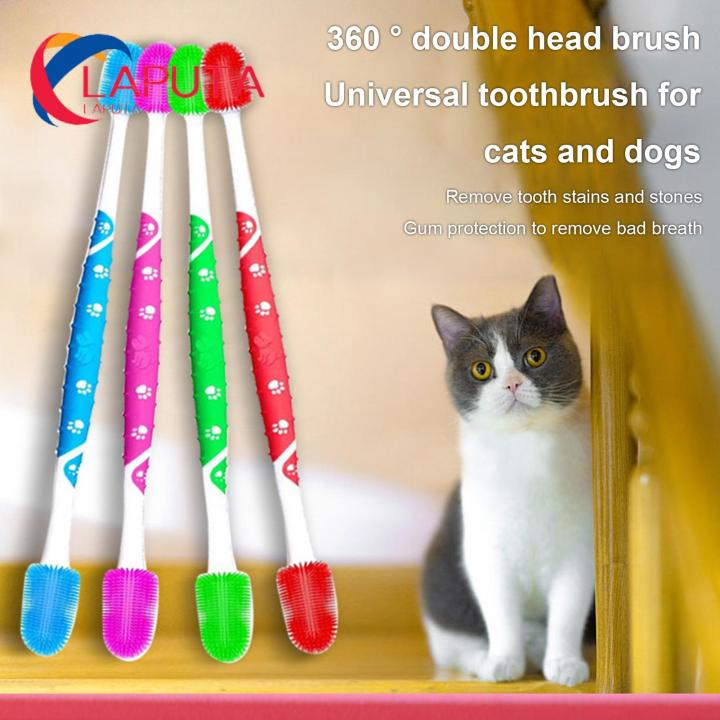 Dual-headed Pet Toothbrush Soft Silicone Pet Cat Toothbrush for Gentle ...