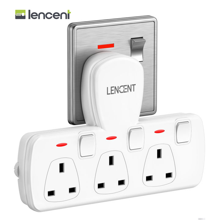 [SAFETY MARK] LENCENT 3 Way Extension Multiple Socket 3 in 1 UK Plug ...