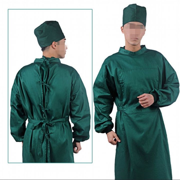 Pure Cotton Dark Green Surgical Clothes Surgical Gown Operating Room ...
