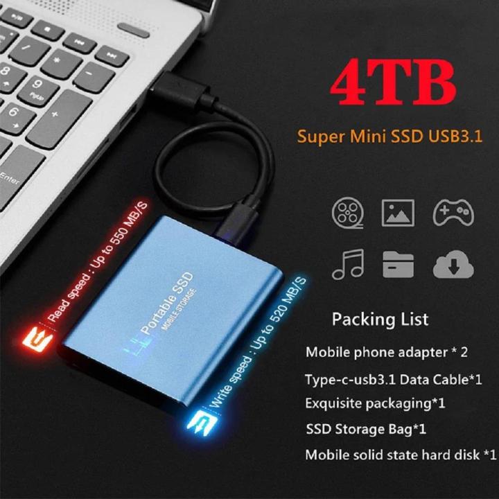 Portable SSD 1TB High-speed Mobile Solid State Drive 500GB External ...
