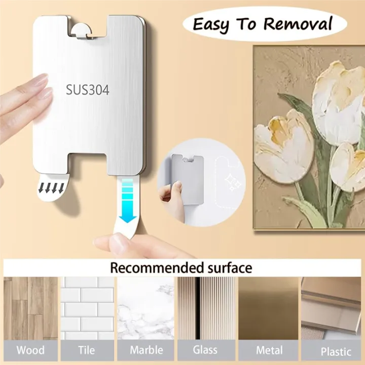 Spreeshop Adhesive Metal Picture Wall Hangers Without Nails, Damage ...