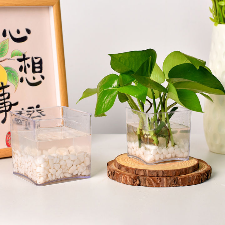 Minimalist Modern Plastic Square Jar Home Flower Vase Hydroponic Plant ...