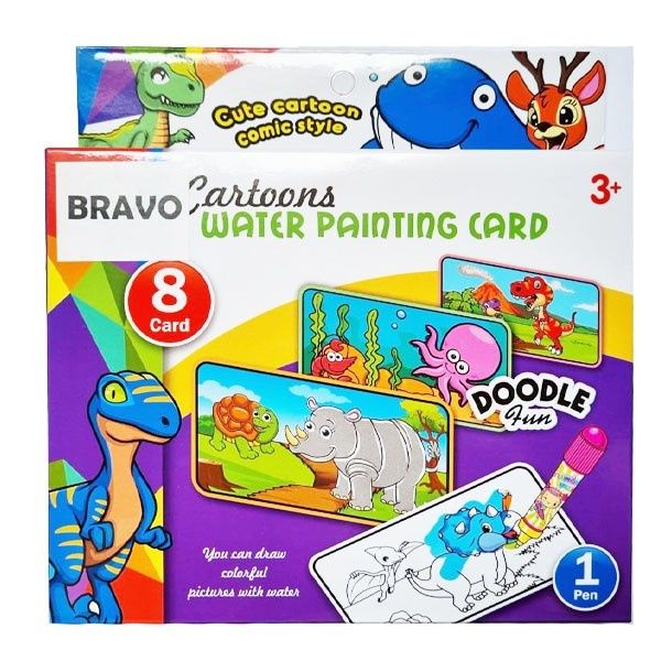 Cartoons Water Painting Card - 8 Cards Doodle Fun - Dinosaur Designs ...