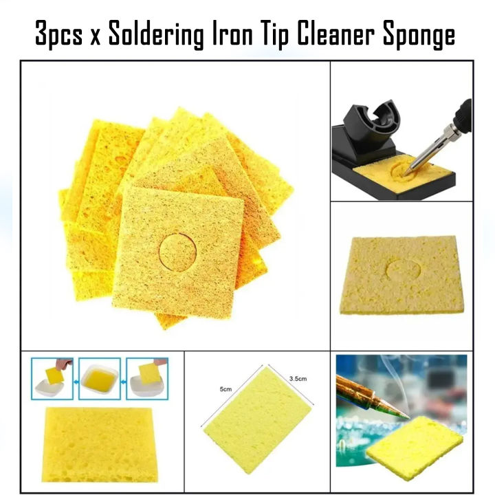 3pcs Soldering Iron Cleaning Sponge 60x60x5mm Tip Cleaner Form Pad ...