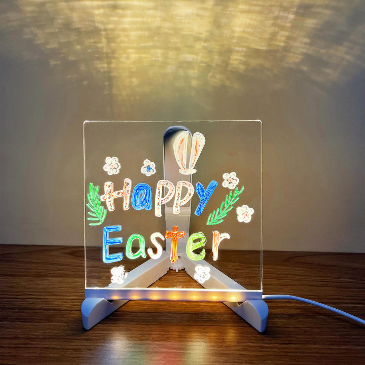 Transparent Luminous LED Night Lights USB Luminous Message Board With 7 ...