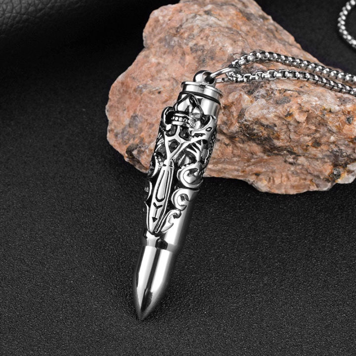 Double Dragon Sword Bullet Pendant Necklaces – Exquisite Silver and ...