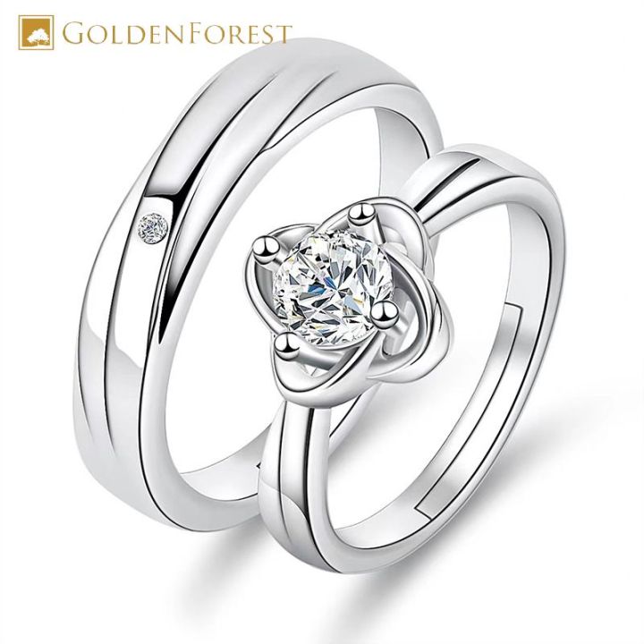 Pair of Silver Rings Couple Rings Diamond Rings Proposal Rings Men's ...