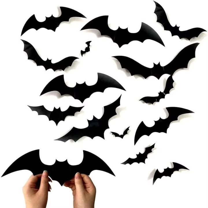 Halloween LED Bats Wall Decor,Realistic PVC 3D Bats Sticker for Home ...