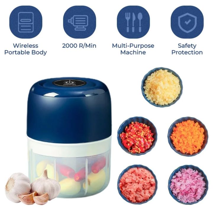 100/250mL Mini Electric Garlic Chopper Vegetable Chili Meat Ginger ...