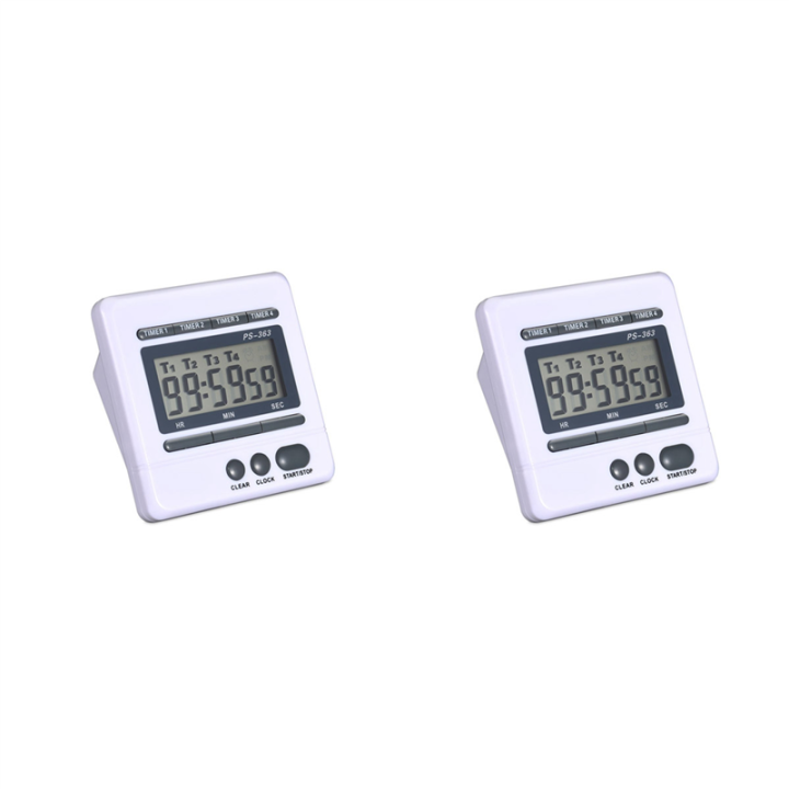 2X Digital Countdown Timer 4 Channel Count Up Down Kitchen Cooking ...