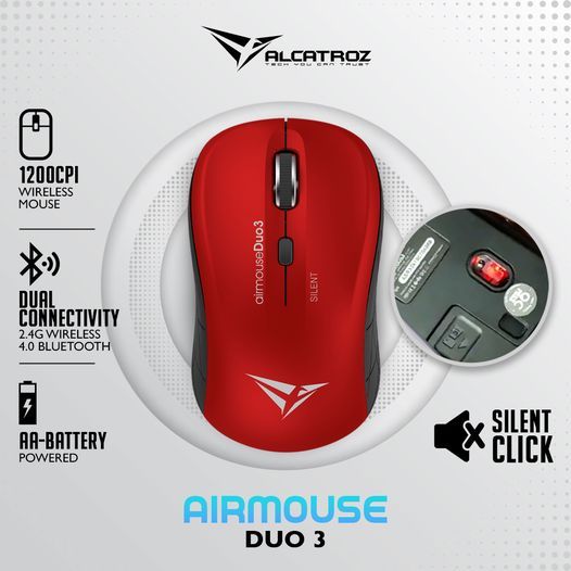 Alcatroz Airmouse Duo 3 Bluetooth + 2.4G Wireless Silent Mouse | Daraz.lk