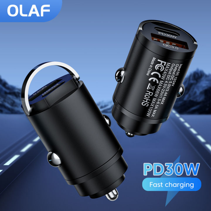 Mini PD 30W USB C Car Charger Fast Charging QC 3.0 USBC Car Phone ...