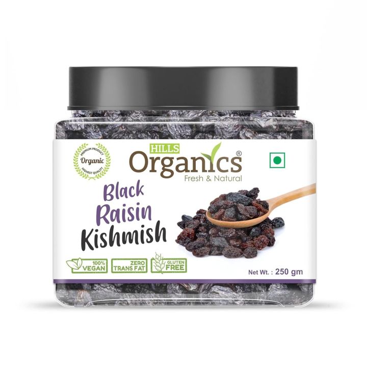 HILLS ORGANICS Black Raisins (Kishmish) 250 gm | 100% Fresh & Natural ...