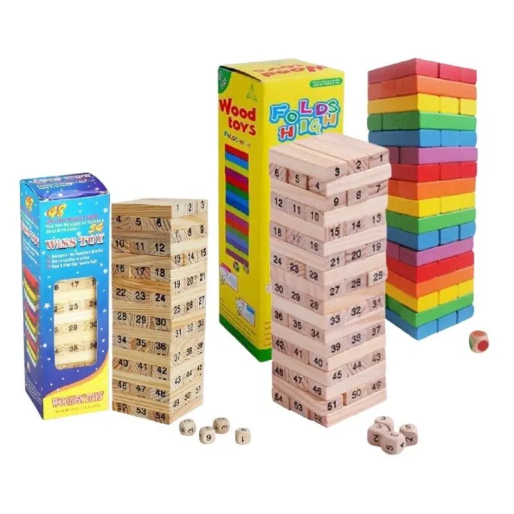 Wood Jenga Number , Colour Mini Jenga Wood Toys Game Ready Stock (Local ...