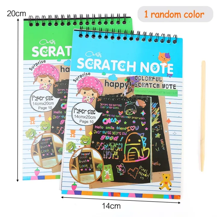 Children DIY Scratch Painting Note Magic Rainbow Scraping Drawing Art ...