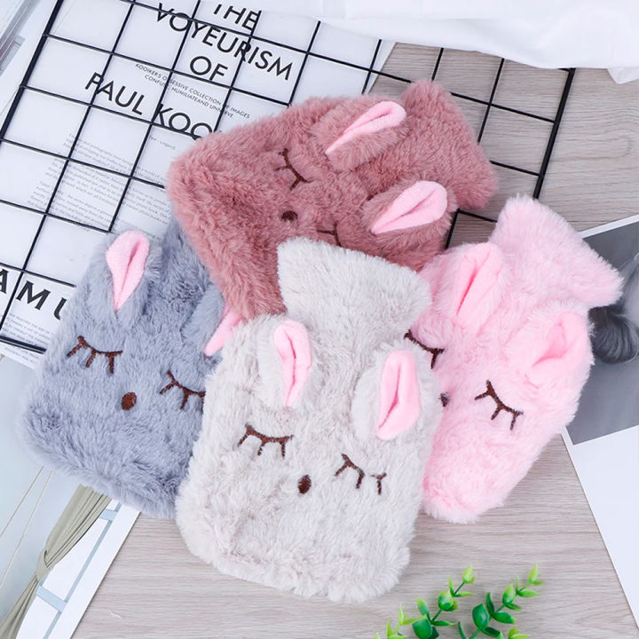 Cute Rabbit Hot Water Bottle Bag For Girls Plush Shoulder Hand Warmer ...