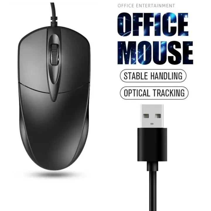 USB Optical Wired Mouse Laptop Home Office Mouse Anti Slip Roller 3D ...