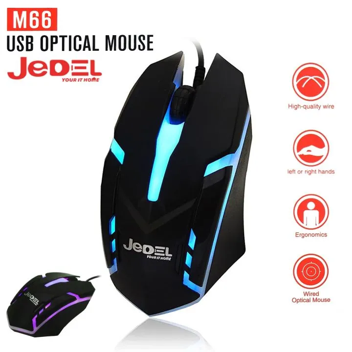 JEDEL M66 Gaming USB Optical Mouse - RGB LED Wired Mouse by ZinZen ...
