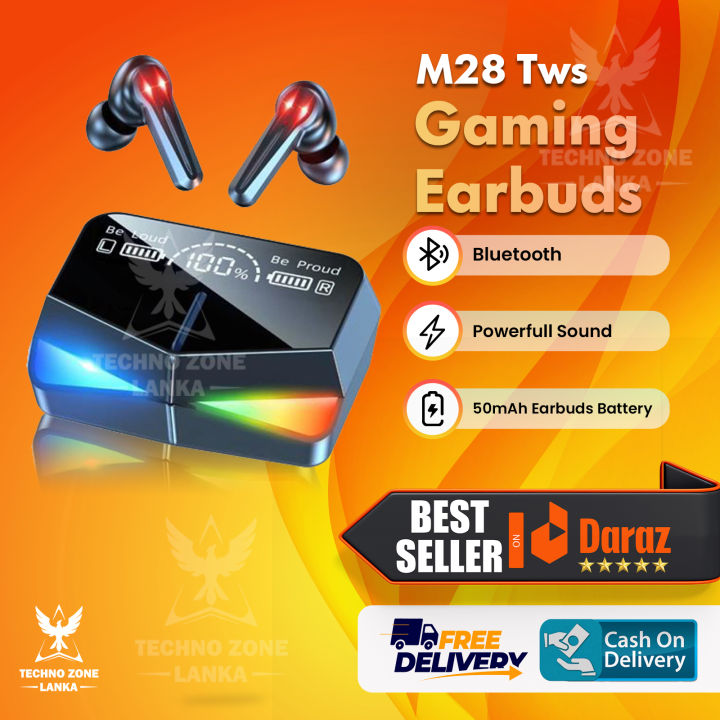 TWS Earbuds M28 with Bluetooth headphone 3000mAh power bank and mirror view Box Wirless Earbuds ...