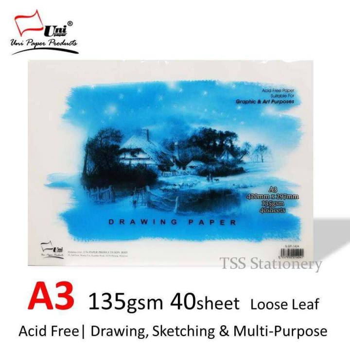 Uni Drawing Paper A3 (135gsm/40 sheets) SDP-1404 | Daraz.lk