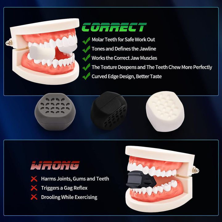 2 PCS 40/50/60lbs Jaw Exerciser Silicone Facial Muscle Trainer Exercise ...