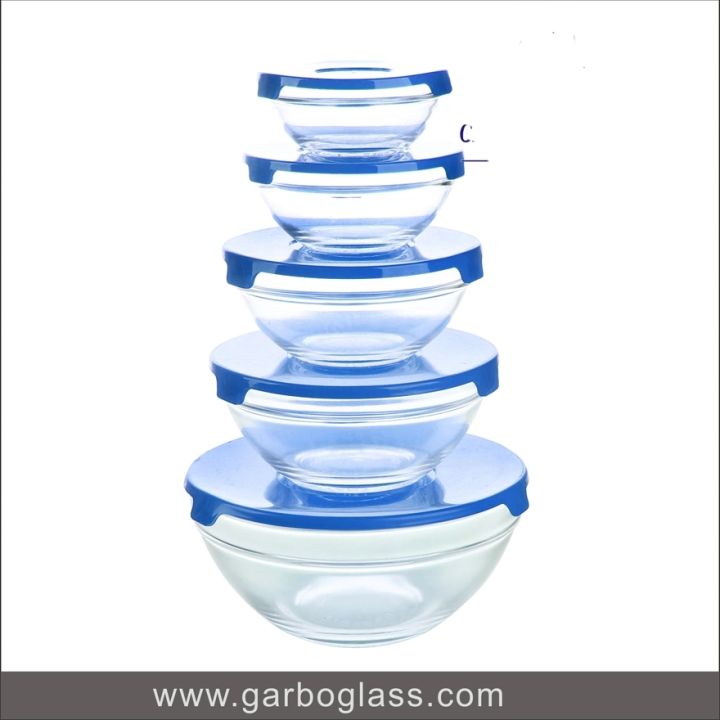 Blue Glass Bowls Set With Lids - 5 Pcs | Daraz.lk