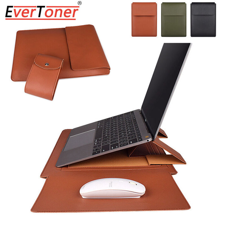 EverToner Stand Cover Soft PU Leather Laptop Sleeve For Macbook Air Pro ...