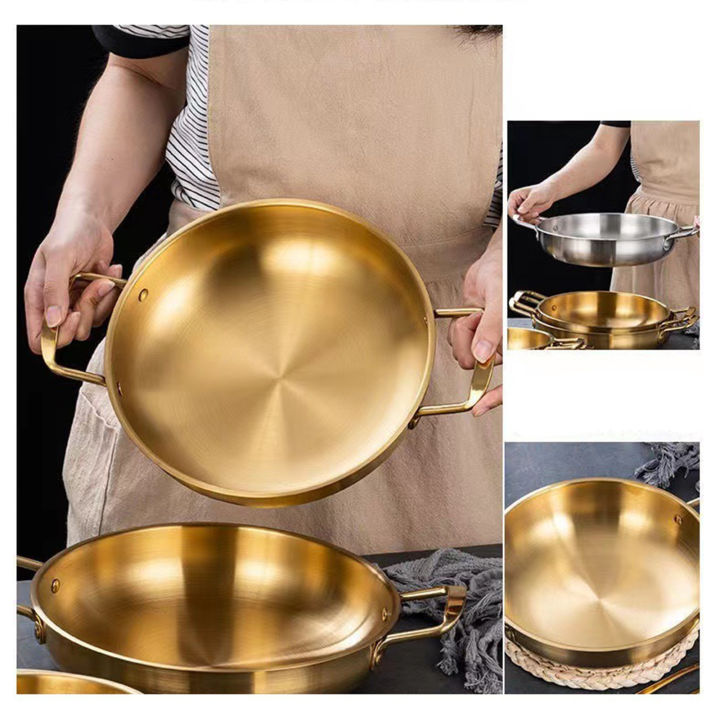 Korean Stainless Steel Thick Dry Pot Ramen Pot Kimchi Soup Pot Handle ...