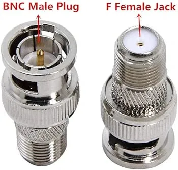 F Connector to BNC Connector, BNC Male Plug to F Connector Female Jack Coax Adapter 75 Ohm, RG6 ...