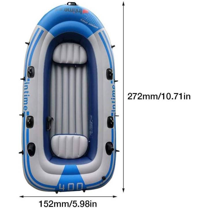 2-4 PVC Inflatable Boat Water Sports Dinghy Fishing Rowing Raft Outdoor ...
