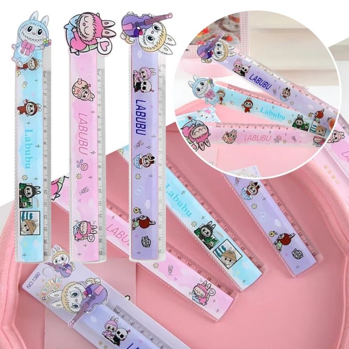 2pcs Creative Learning Tool Transparent 15cm Labubu Ruler Plastic ...