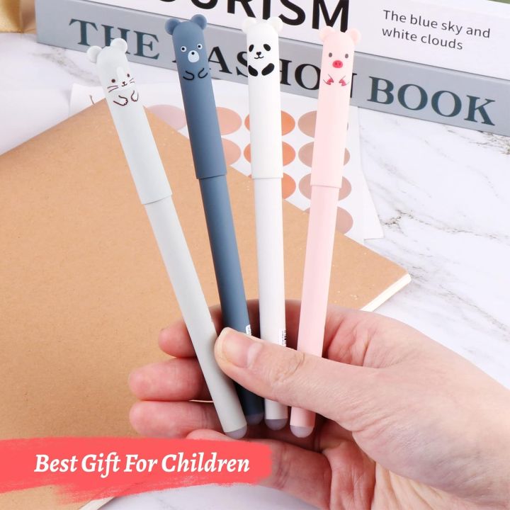 4 PCs Cute Cartoon Gel Ink Pen Gel Pens, Pig Panda Erasable Gel Pen ...
