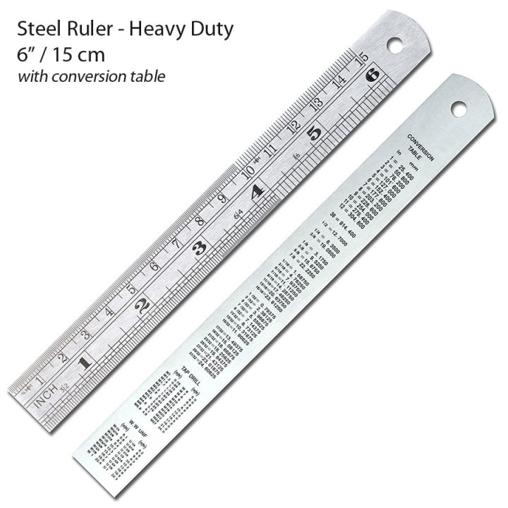 Steel Measuring Ruler - Heavy Duty Stainless Steel - 6 in - 150mm ...